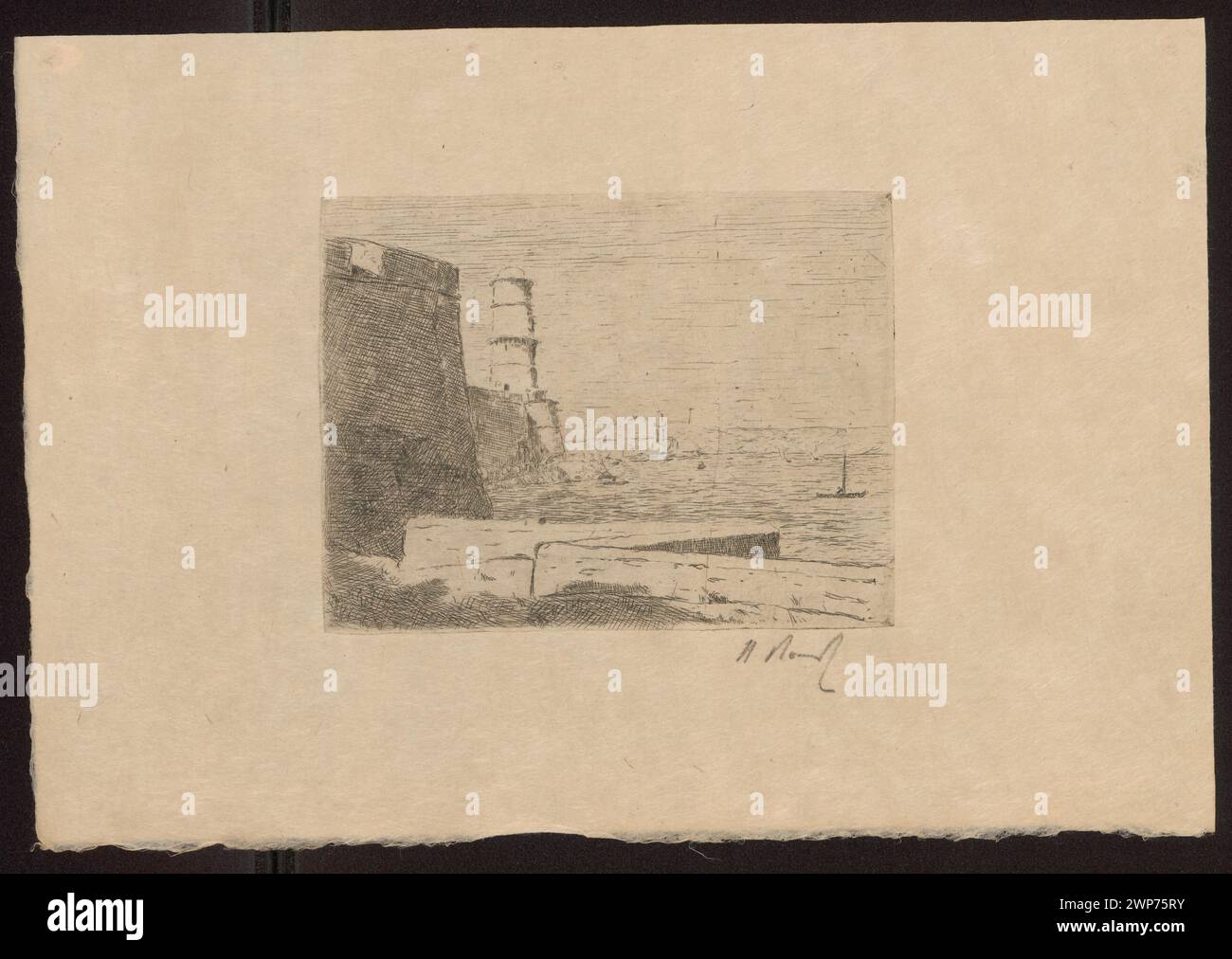 Graphic portfolio "Croquis a l’eau-forte par Henri Rouart", pl.5: port ...