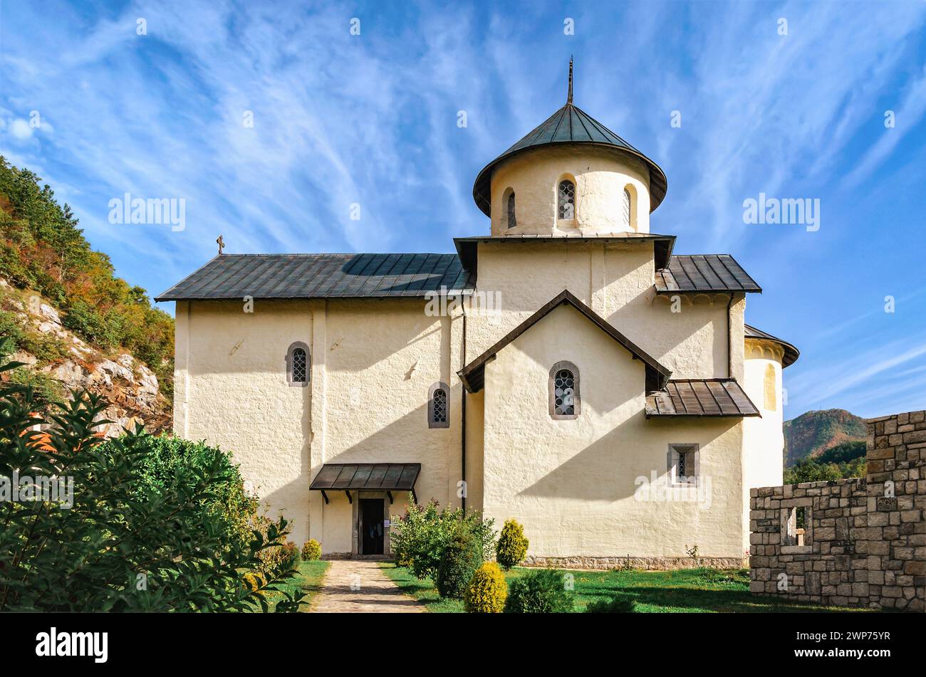 Serbian Orthodox Moraca monastery in Montenegro. Monastery was founded ...