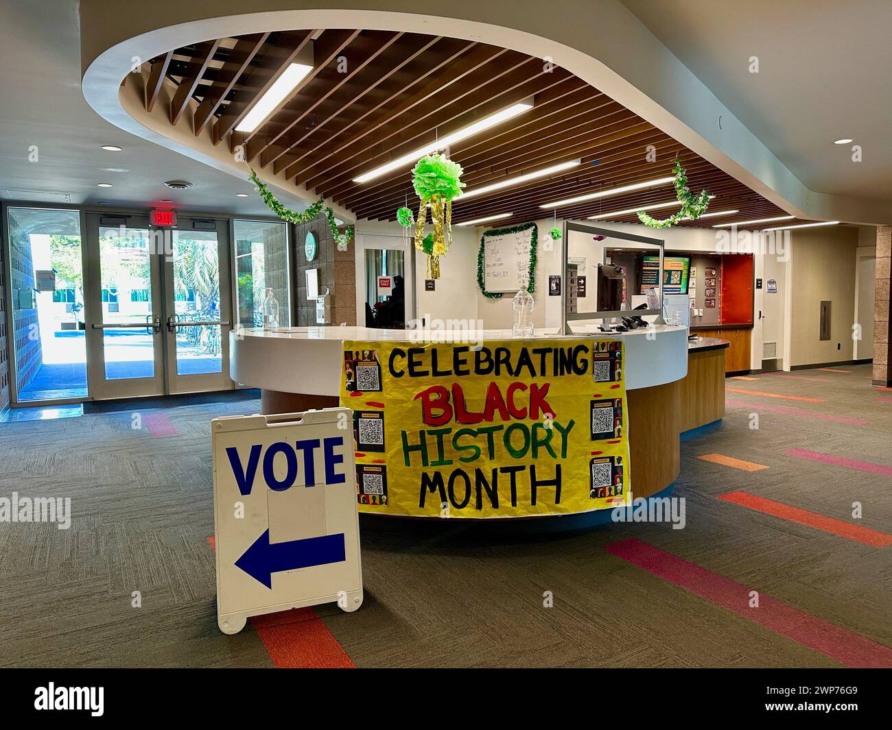 Santa Barbara, Ca, USA. 5th Mar, 2024. VOTE Sign next to a 'Celebrating ...