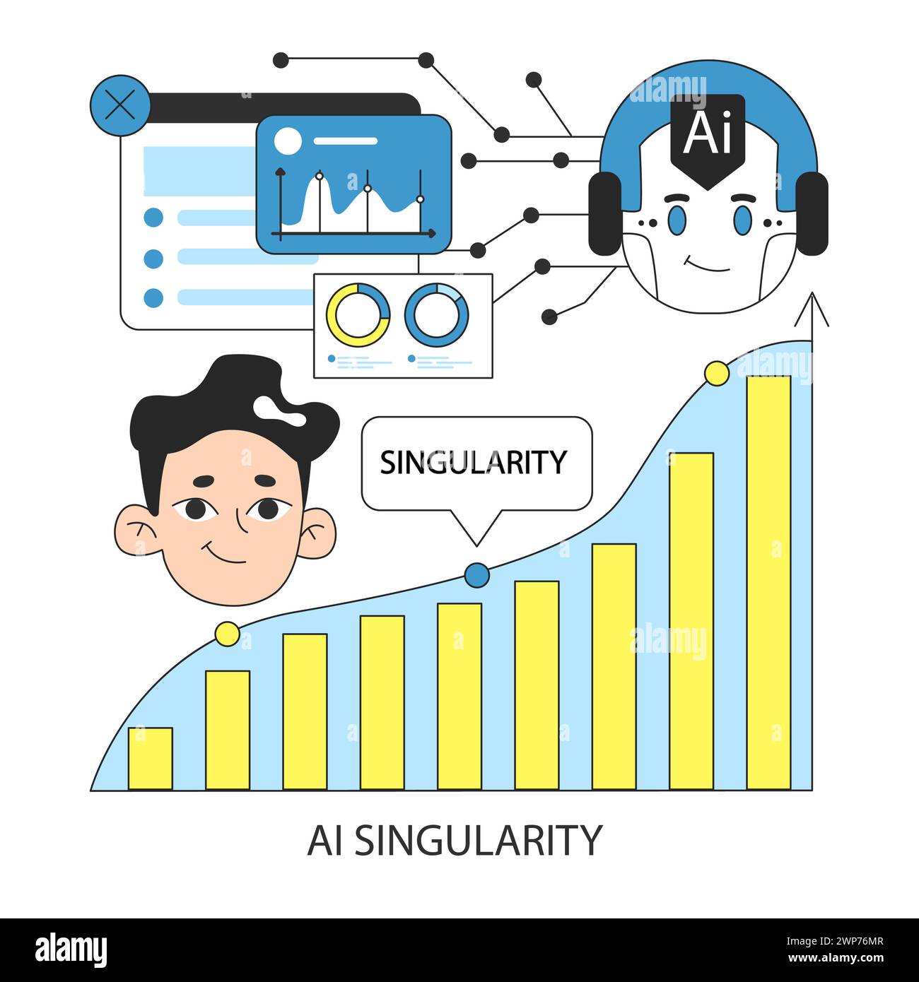 AI ethics concept. Character or user interacts with an evolving AI ...