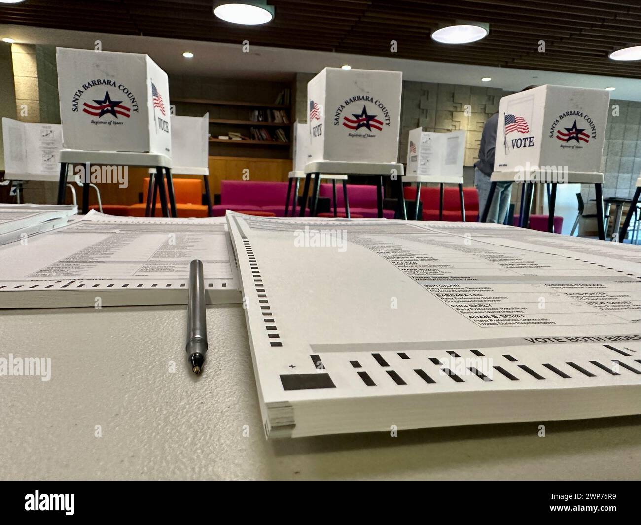 Santa Barbara, Ca, USA. 5th Mar, 2024. Many types of Ballots on a table ...
