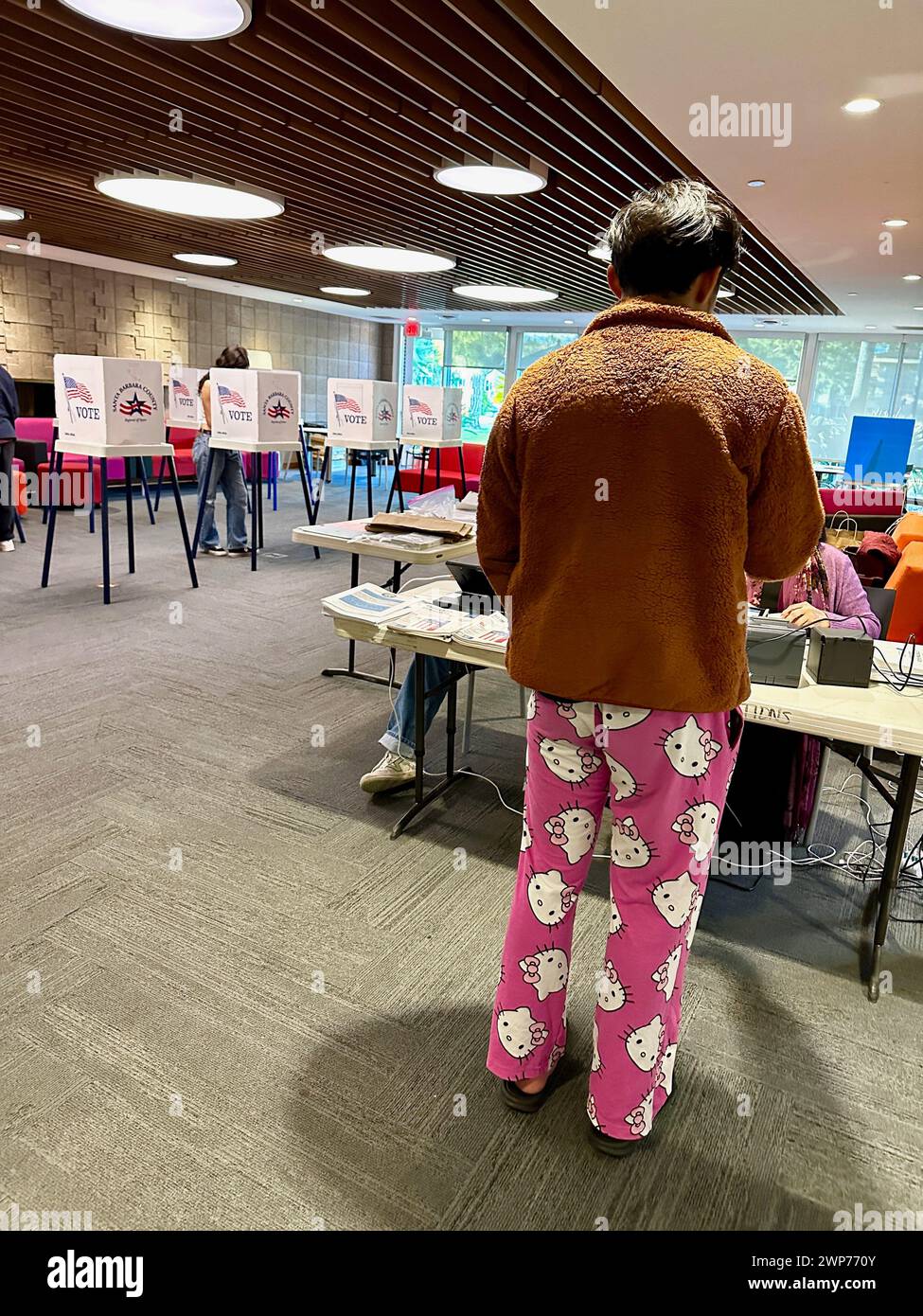 Santa Barbara, Ca, USA. 5th Mar, 2024. Hello Kitty jammies on a college ...
