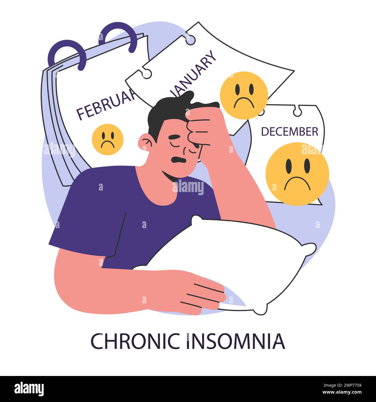 Chronic insomnia. Distressed exhausted man suffering from months of ...