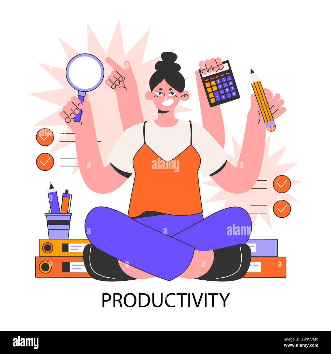 Productivity. Character worktime optimization. Employee job performance ...
