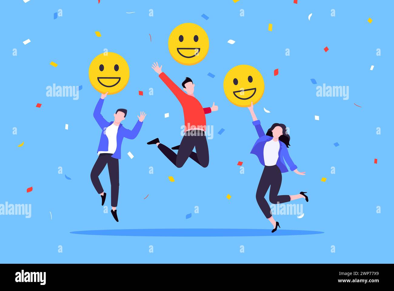 Employee wellbeing and positive emotions attitude business concept flat ...