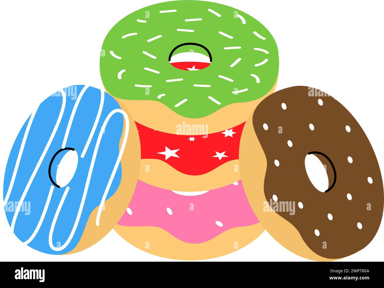 Glazed donuts. Bakery sweet pastry food. Vector illustration Stock ...
