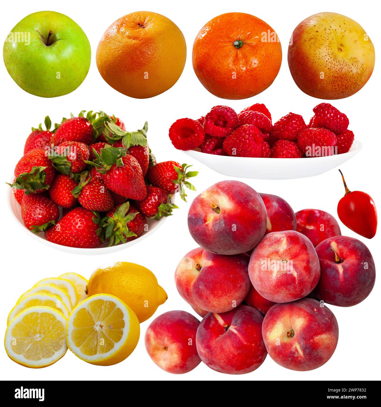 Set of assorted fruits isolated on white Stock Photo - Alamy