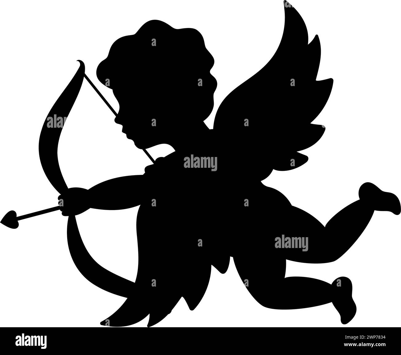 Angel with a wings. Cherub silhouette. Valentine's day. Love symbol ...