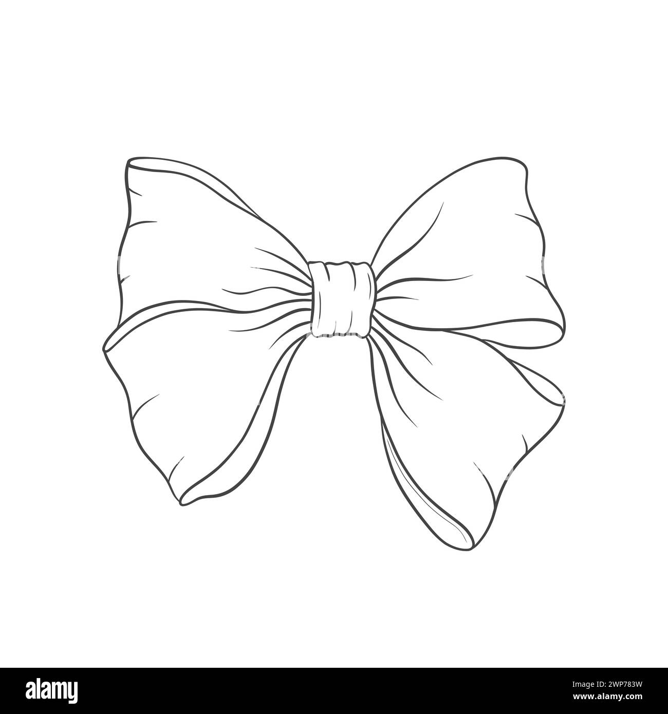 Vector hair bow. Drawn in a manual style sketch, bow in a linear style ...