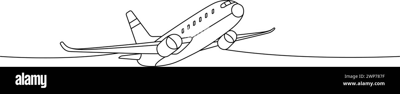 Aircraft plane, passenger aircraft one line continuous drawing ...