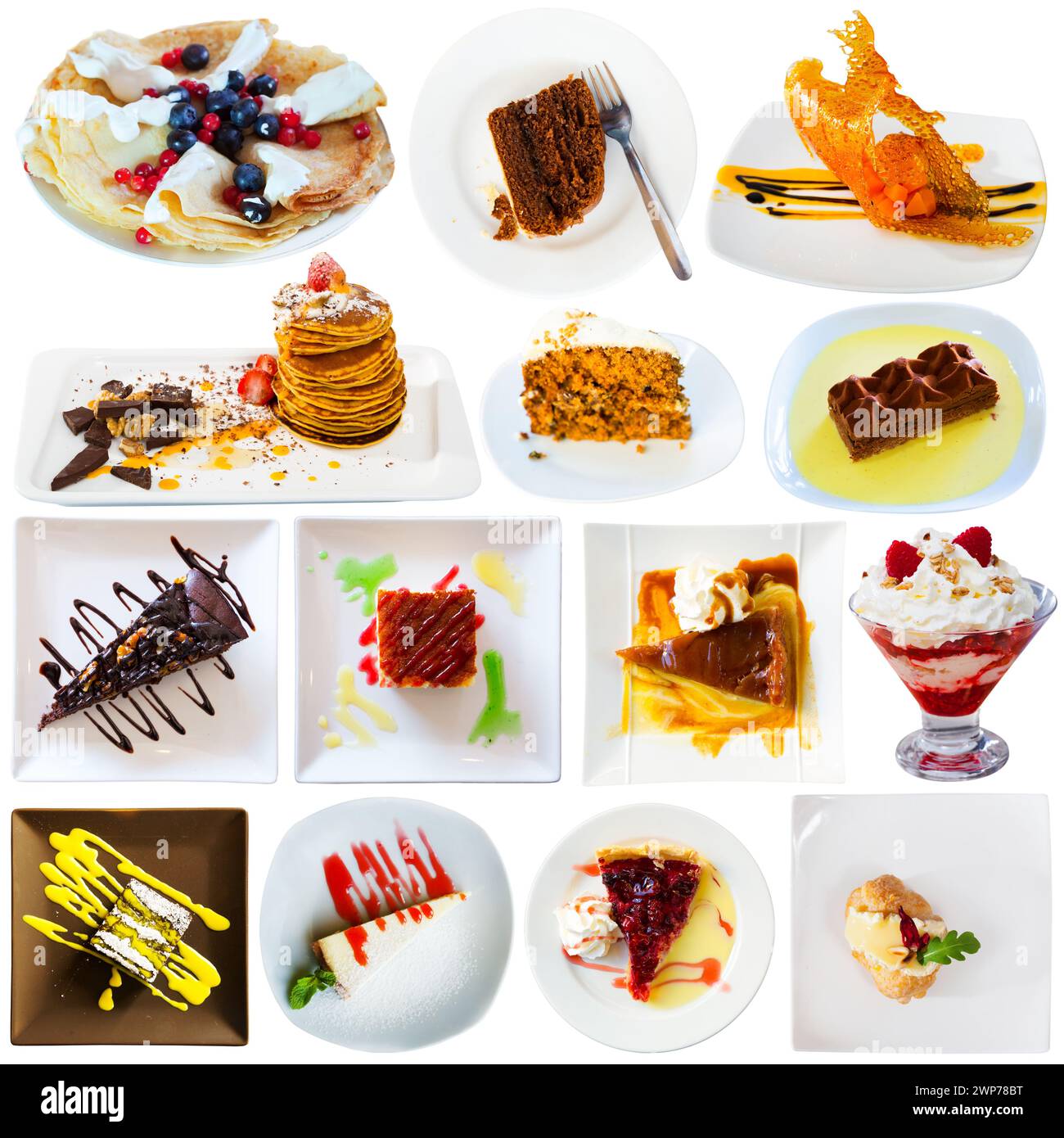 Collage of desserts on white background Stock Photo - Alamy