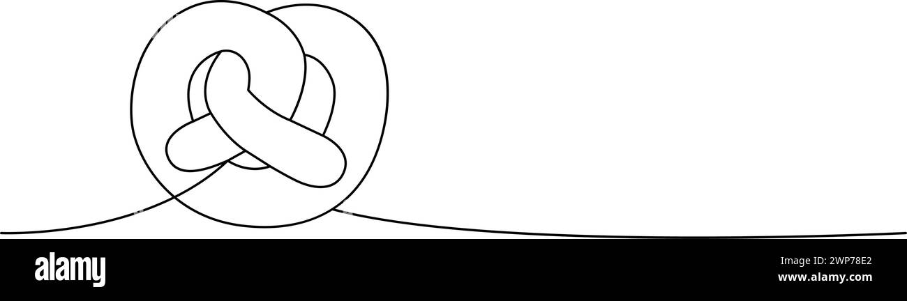 Bagel, bread one line continuous drawing. Beer pub products continuous one line illustration ...