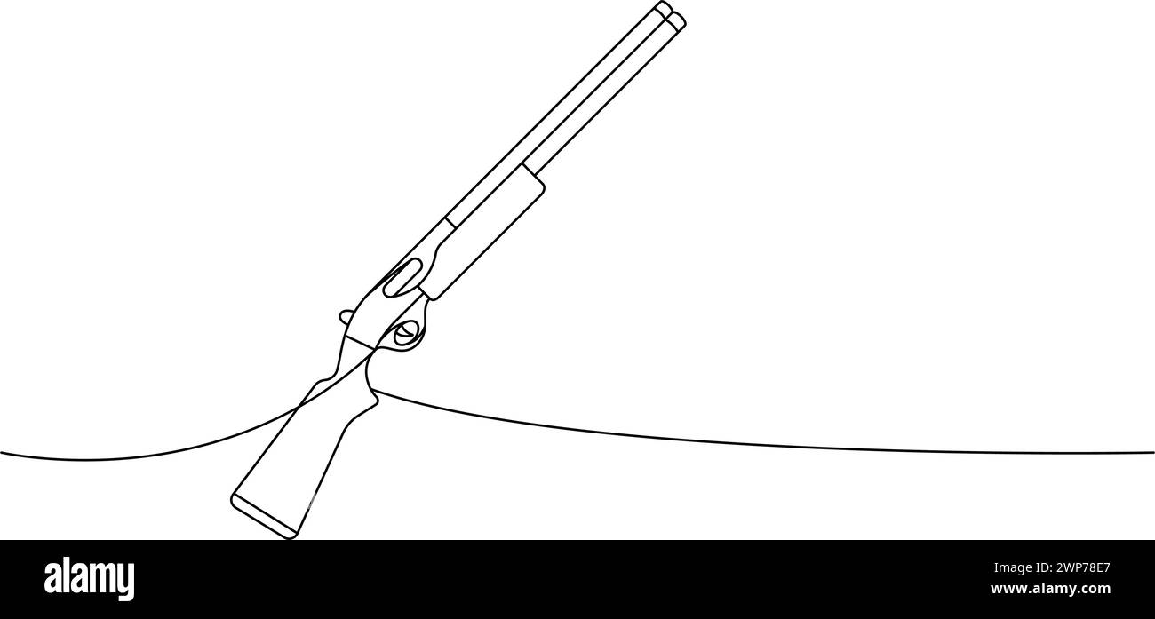 Shotgun, hunter carbine one line continuous drawing. Various modern ...