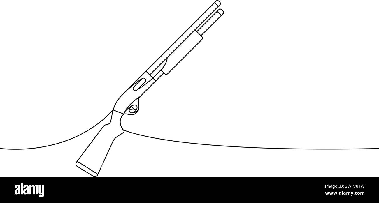 Firearms shotgun, hunter carbine one line continuous drawing. Various ...