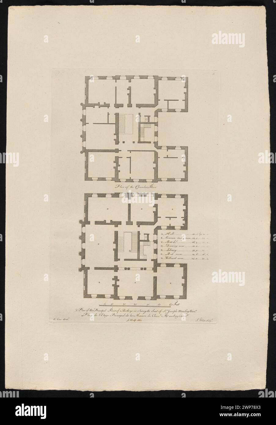 Architectural plans of the main and first floors of the Botley house in ...