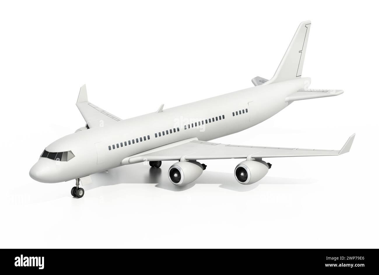 Generic modern passenger airplane isolated on white background. 3D ...