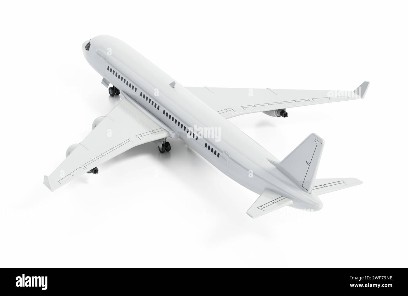 Generic modern passenger airplane isolated on white background. 3D ...
