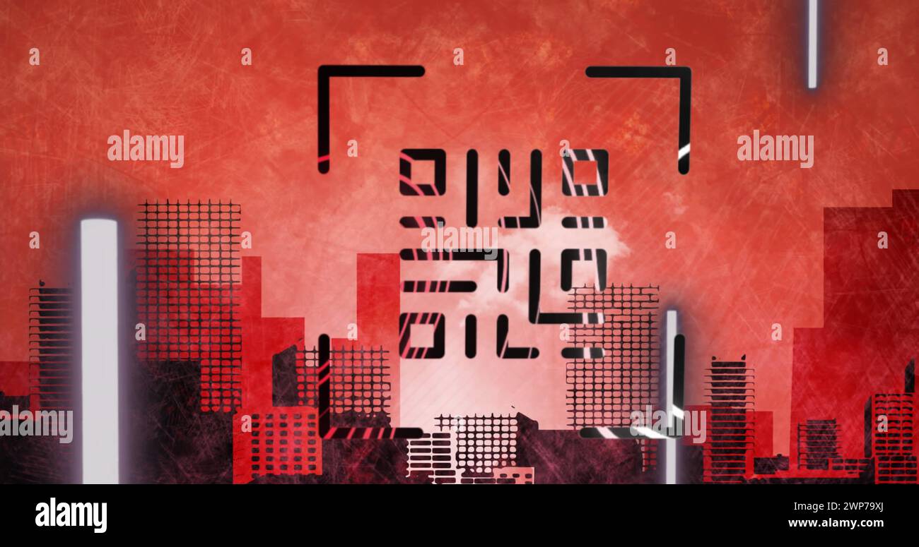 Image of qr code over red cityscape background Stock Photo - Alamy