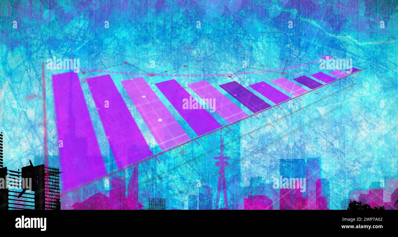 Image of pink statistics processing over cityscape background Stock ...