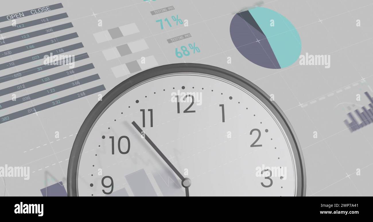 Image of financial data processing over clock Stock Photo - Alamy