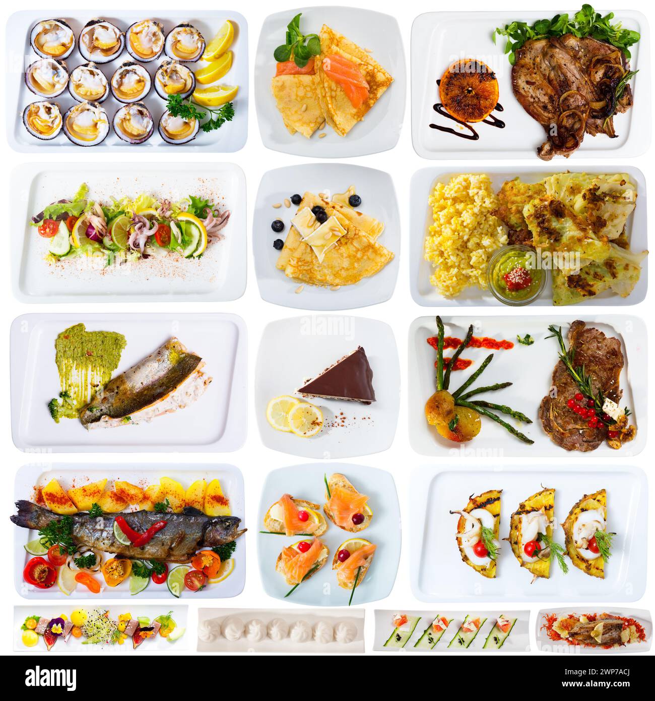 Set of various tasty meals isolated on a white background Stock Photo ...