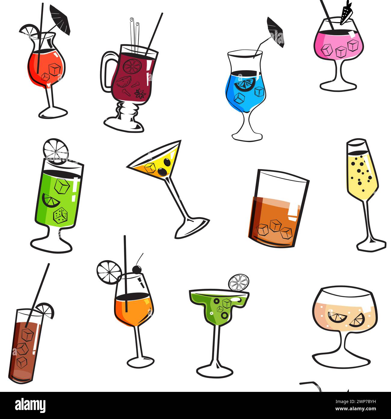 Seamless pattern Cocktail beverages background Stock Vector Image & Art ...