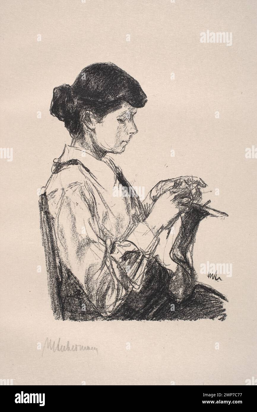 Strickkendes mädchen; Liebermann, Max (1847-1935), Cassirer, Bruno ...