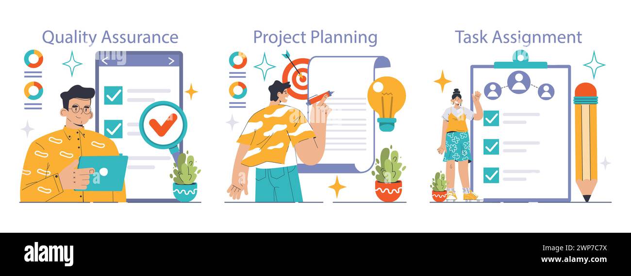 Project Management set. Ensuring quality, outlining strategy ...