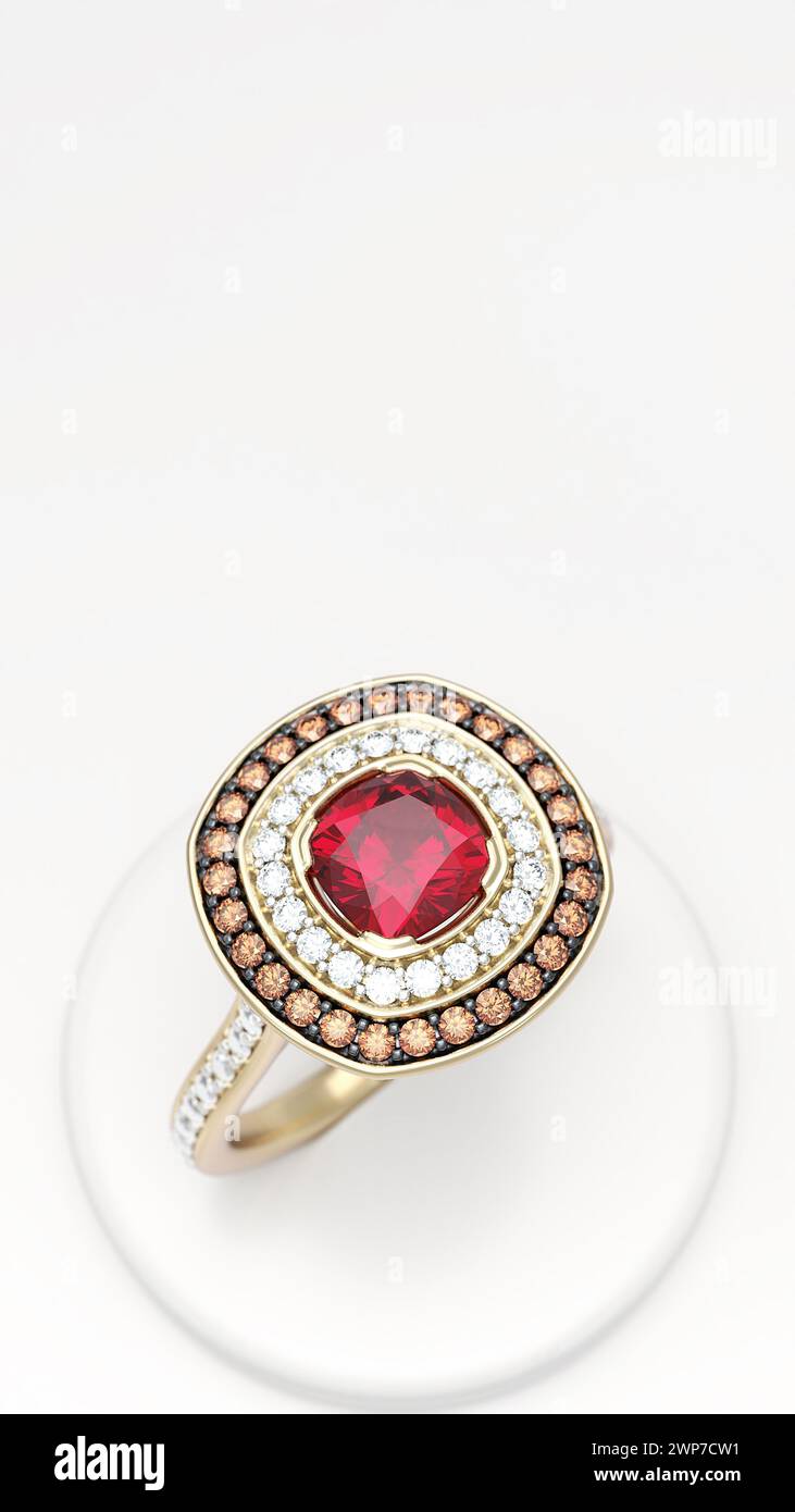 This ring features a stunning Mogok ruby encircled by chocolate ...