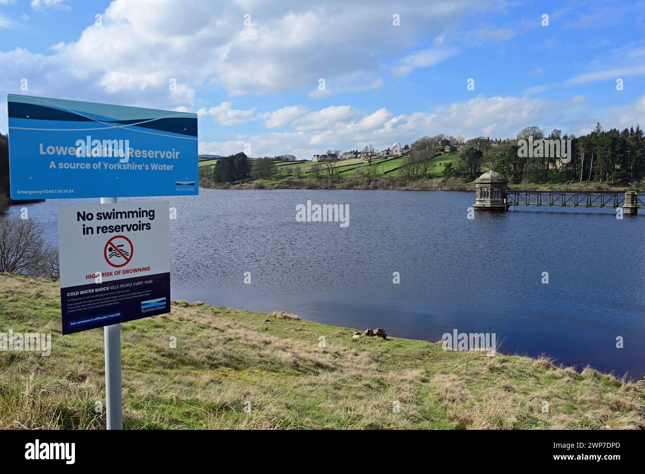 No swimming in reservoirs sign, Lower Laithe reservoir, Haworth, West ...