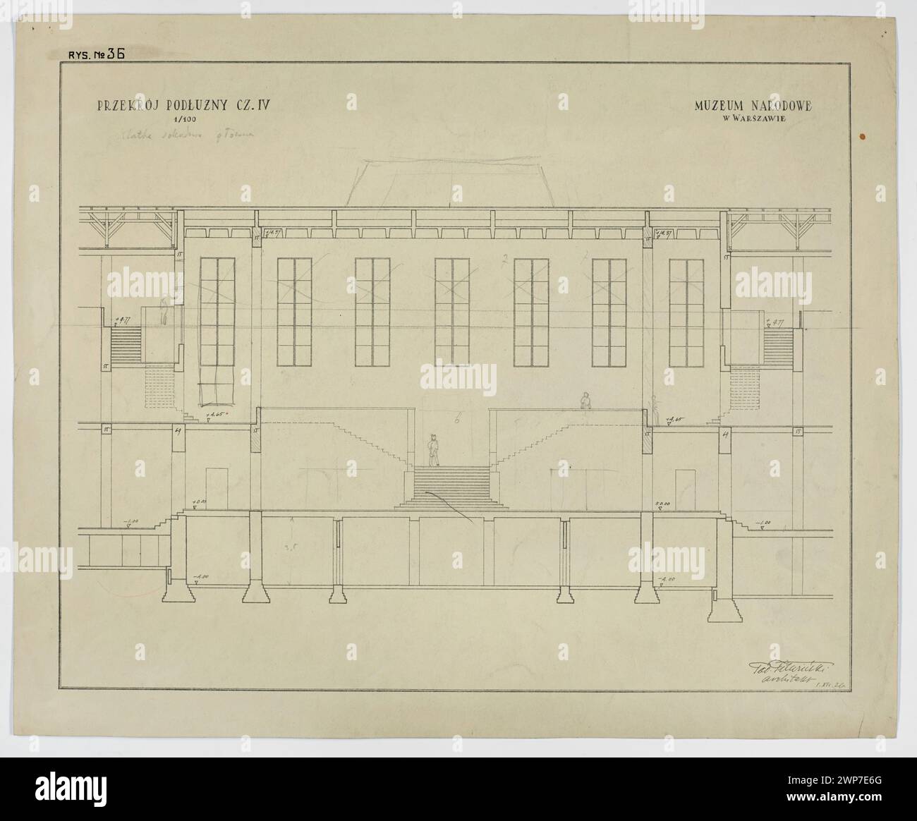 Architectural cross-section of a staircase in Part IV of the National ...