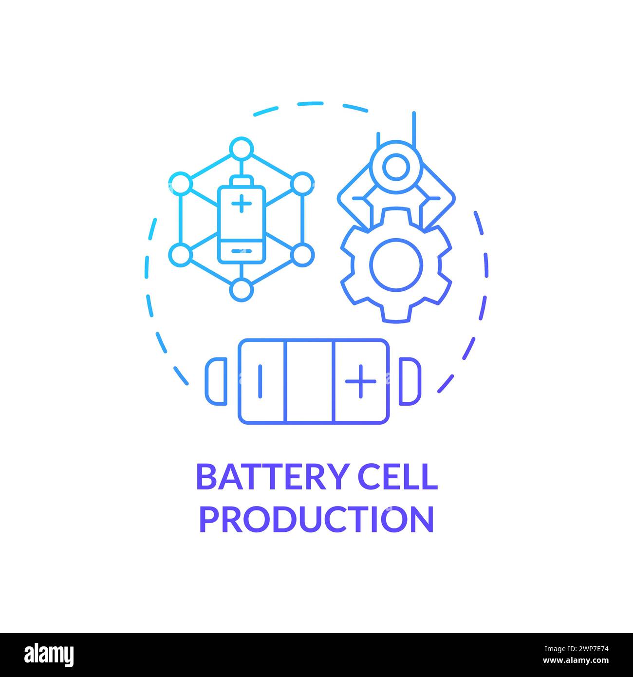 Battery cell production blue gradient concept icon Stock Vector Image ...
