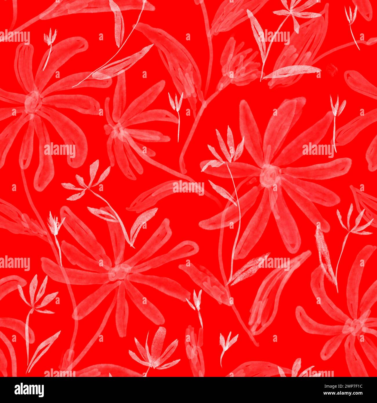 watercolor red flowers. seamless pattern Stock Photo - Alamy