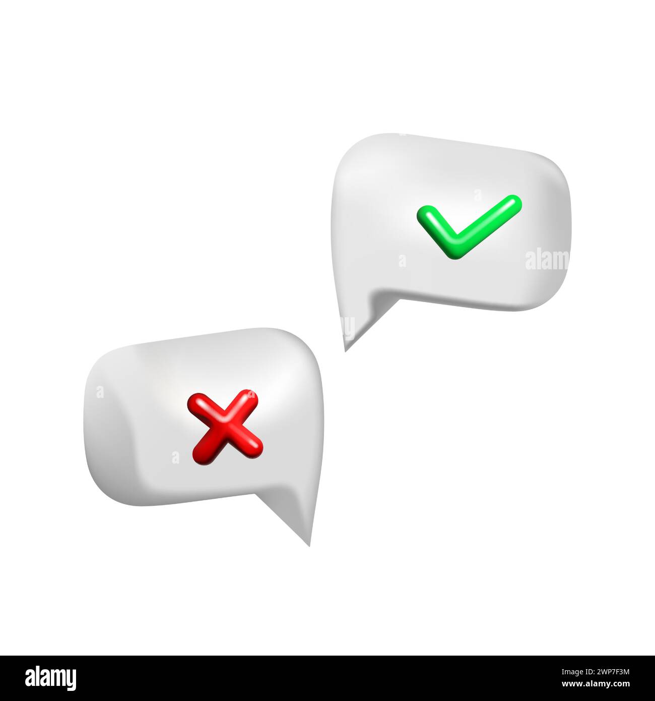3d bubble speeches with cross and check mark. Messenger dialogue vector ... 3d bubble speeches with cross and check mark. Messenger dialogue vector ...
