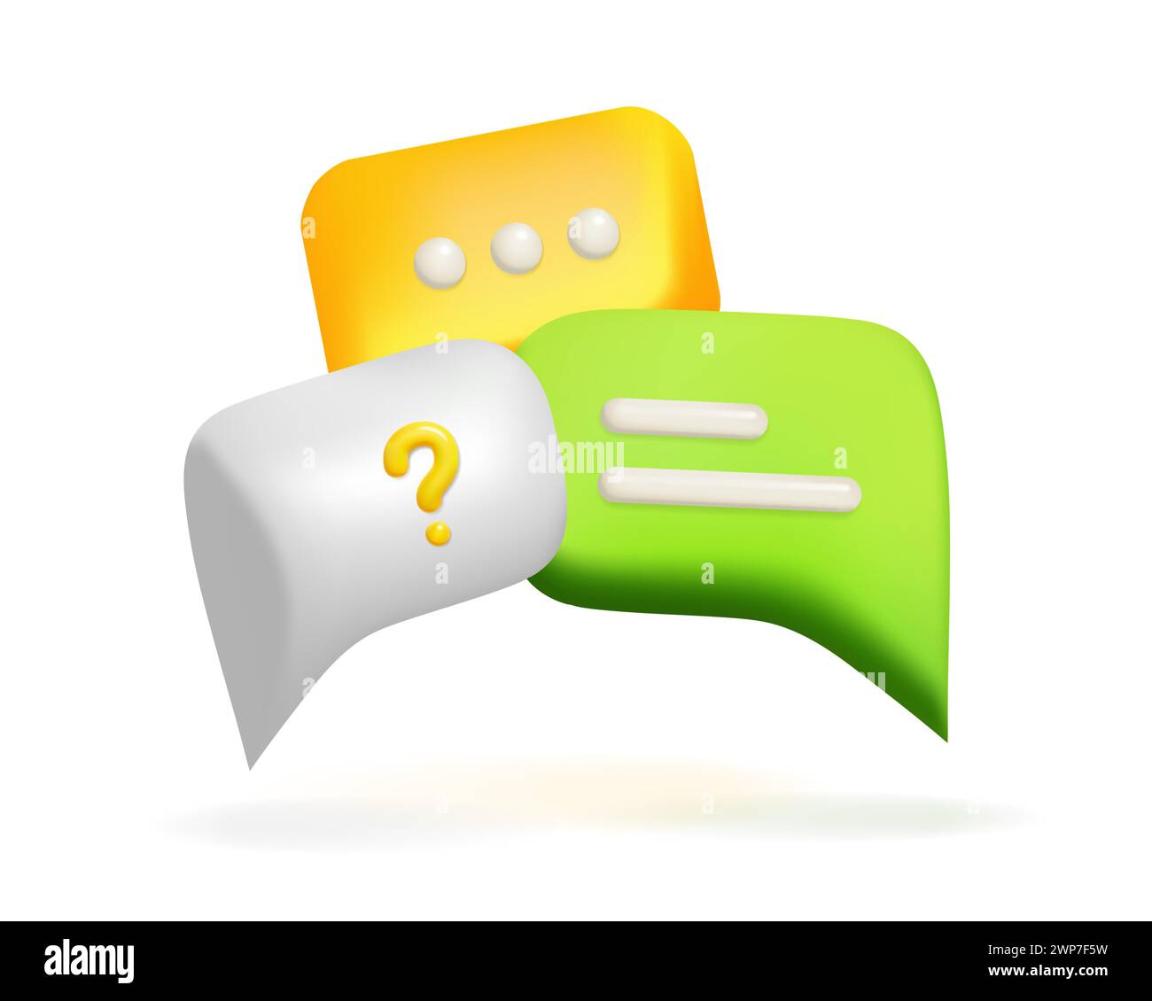 3d White Green And Yellow Bubble Speeches With Question Mark