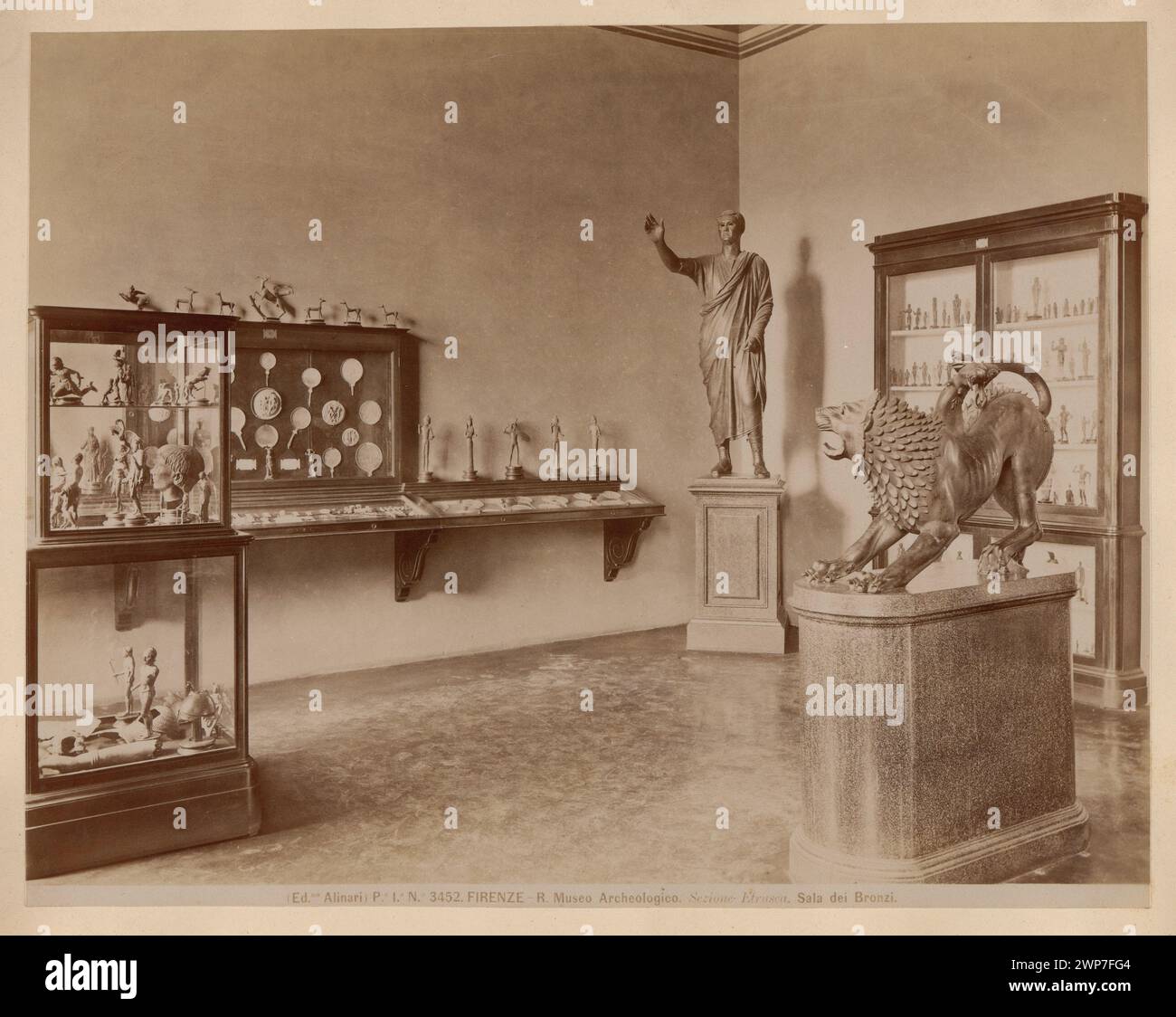 Photograph by Alinari Fratelli, circa 1880-1895, showing the Bronzi ...