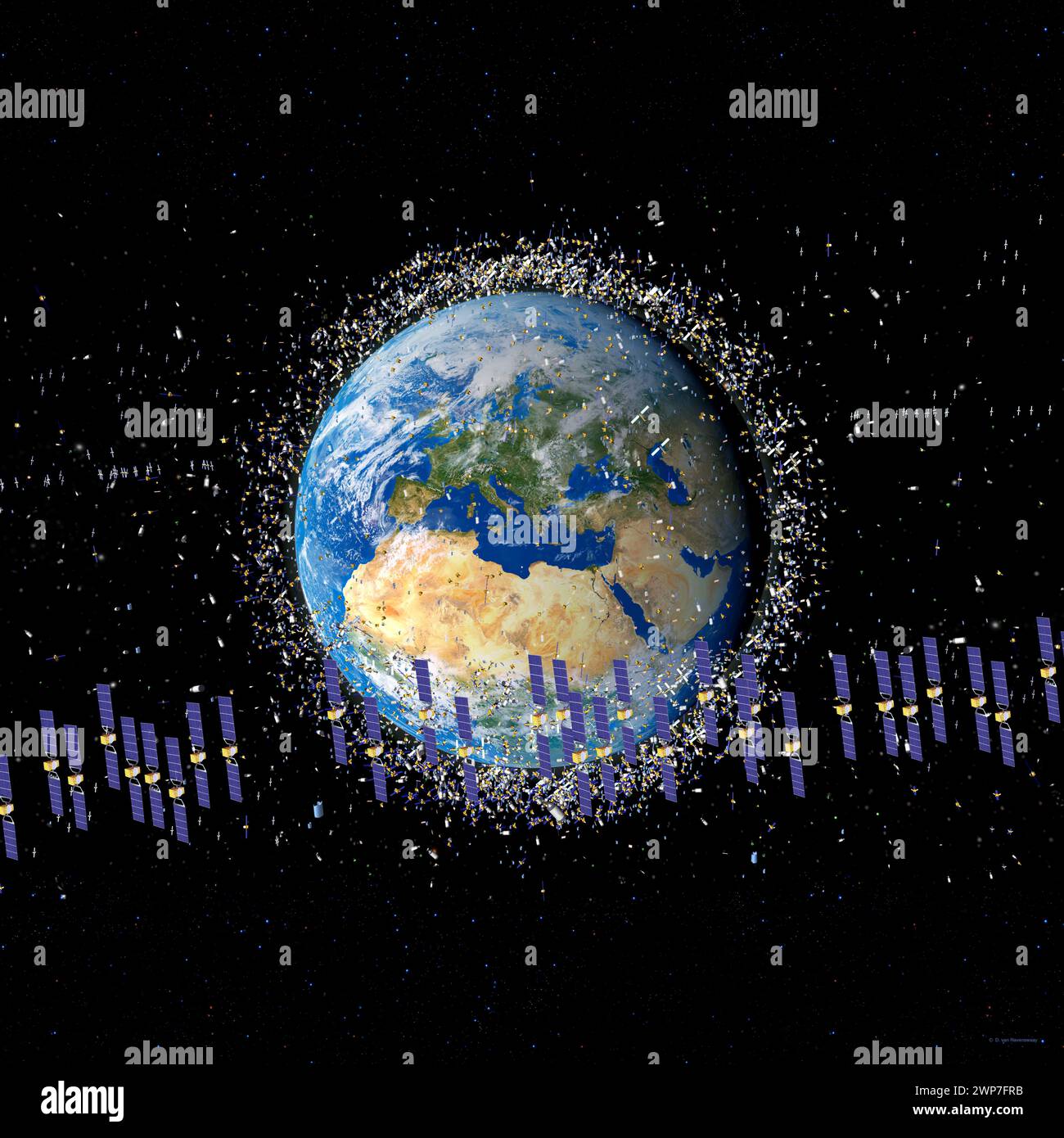 Space debris, illustration Stock Photo - Alamy