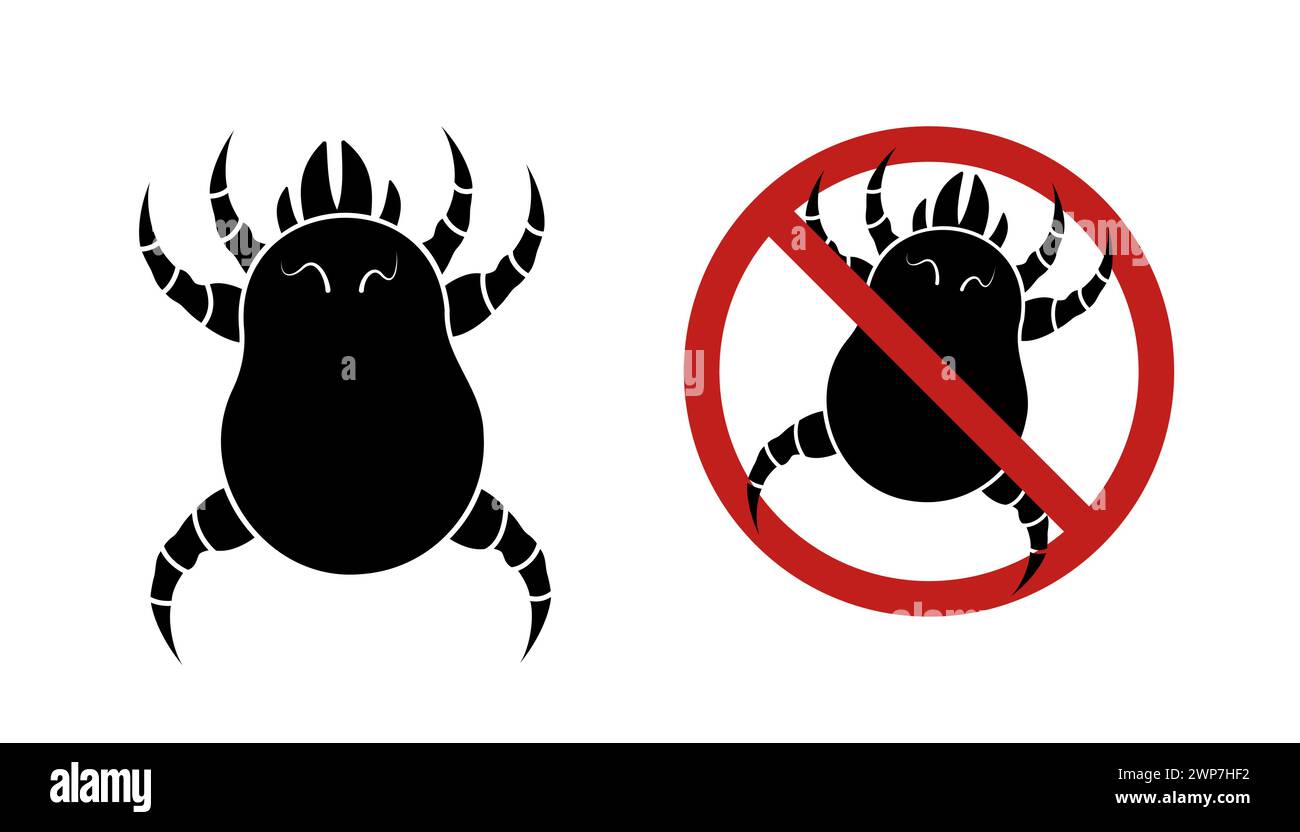 Dust mite black icon vector illustration. Microscopic dangerous insect ...