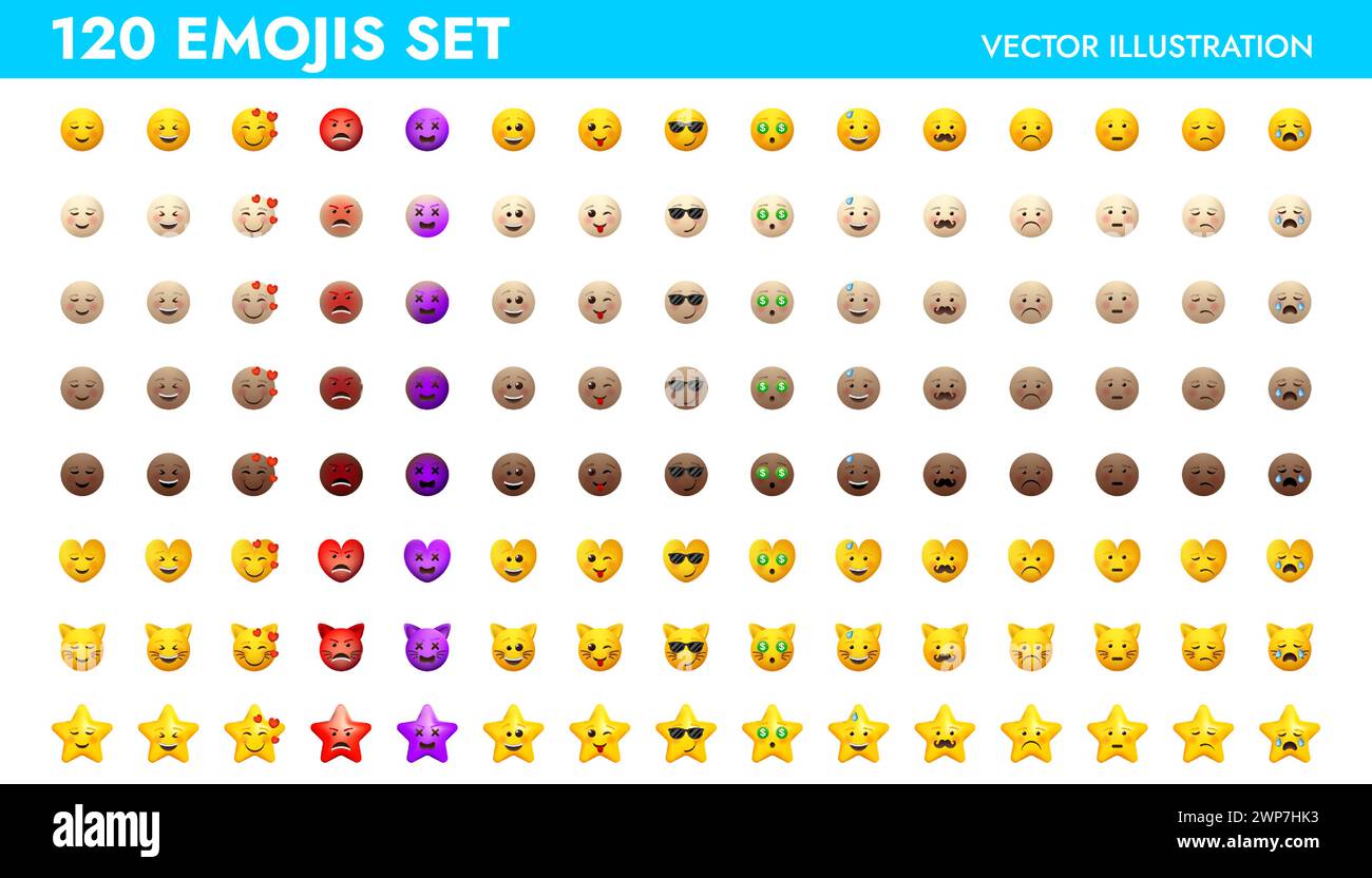 Emoji set vector illustration design. Emoticons pack for web and mobile ...