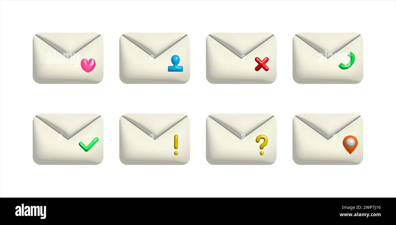 Closed 3d letter envelopes set with icons vector illustration design ...