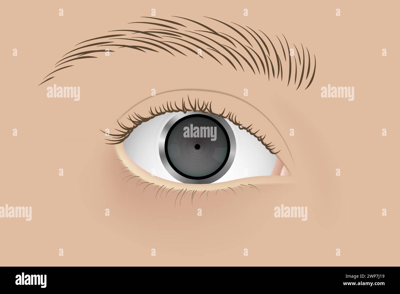 Human cyborg with camera inside eye. Vector illustration design ...