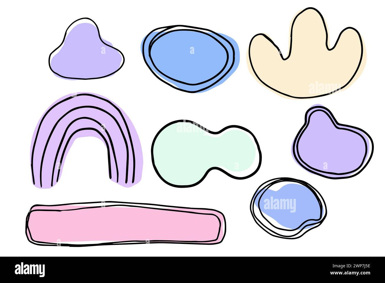 Organic blob soft shape y2k abstract comic element with line decoration ...