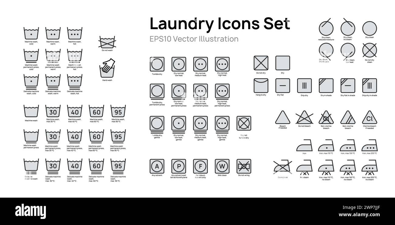 Laundry icons set vector illustration design. Collection of washing ...