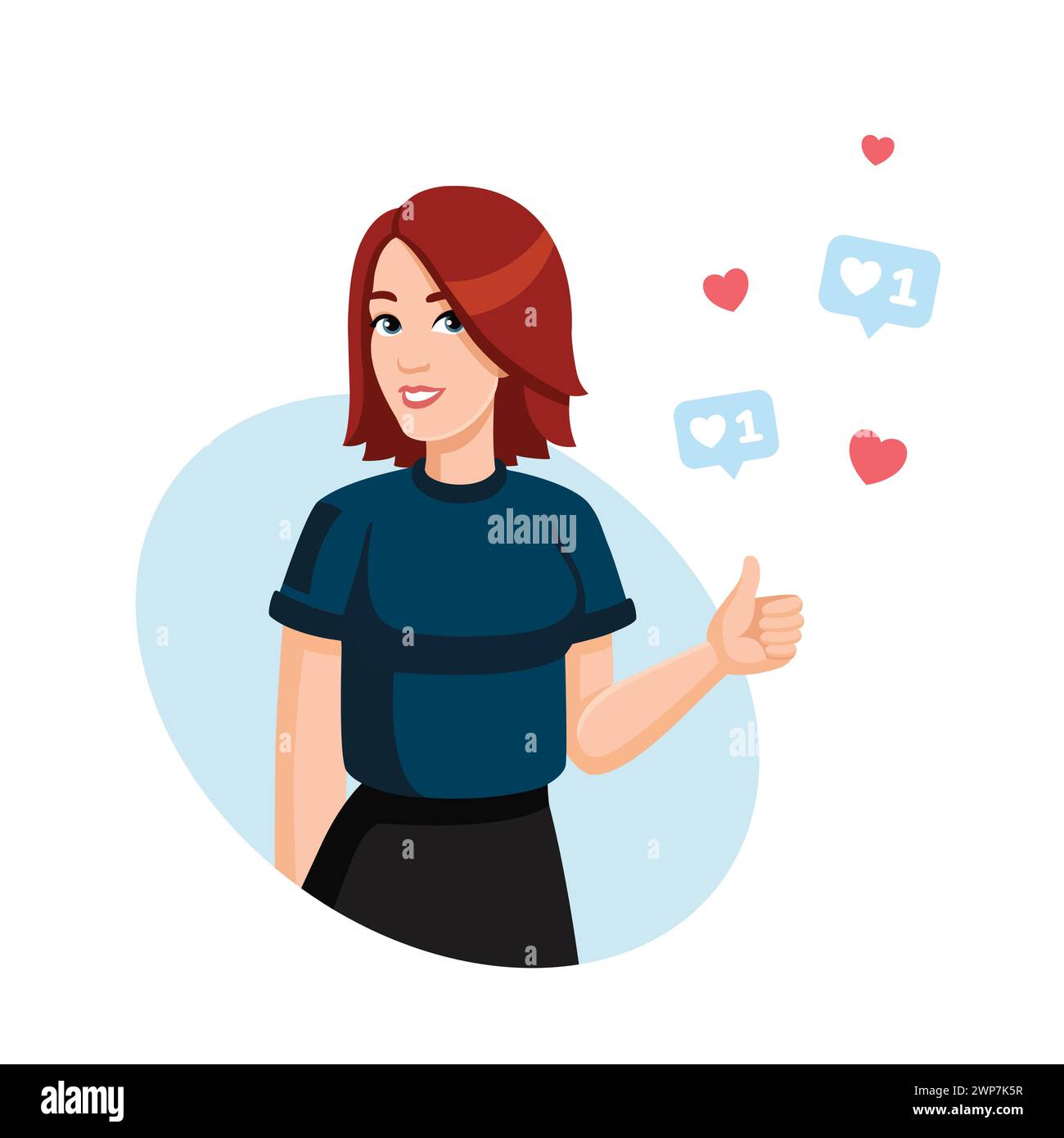 Happy Young Woman Shows thumbs up. Person show Thumb Up Sign. Female ...