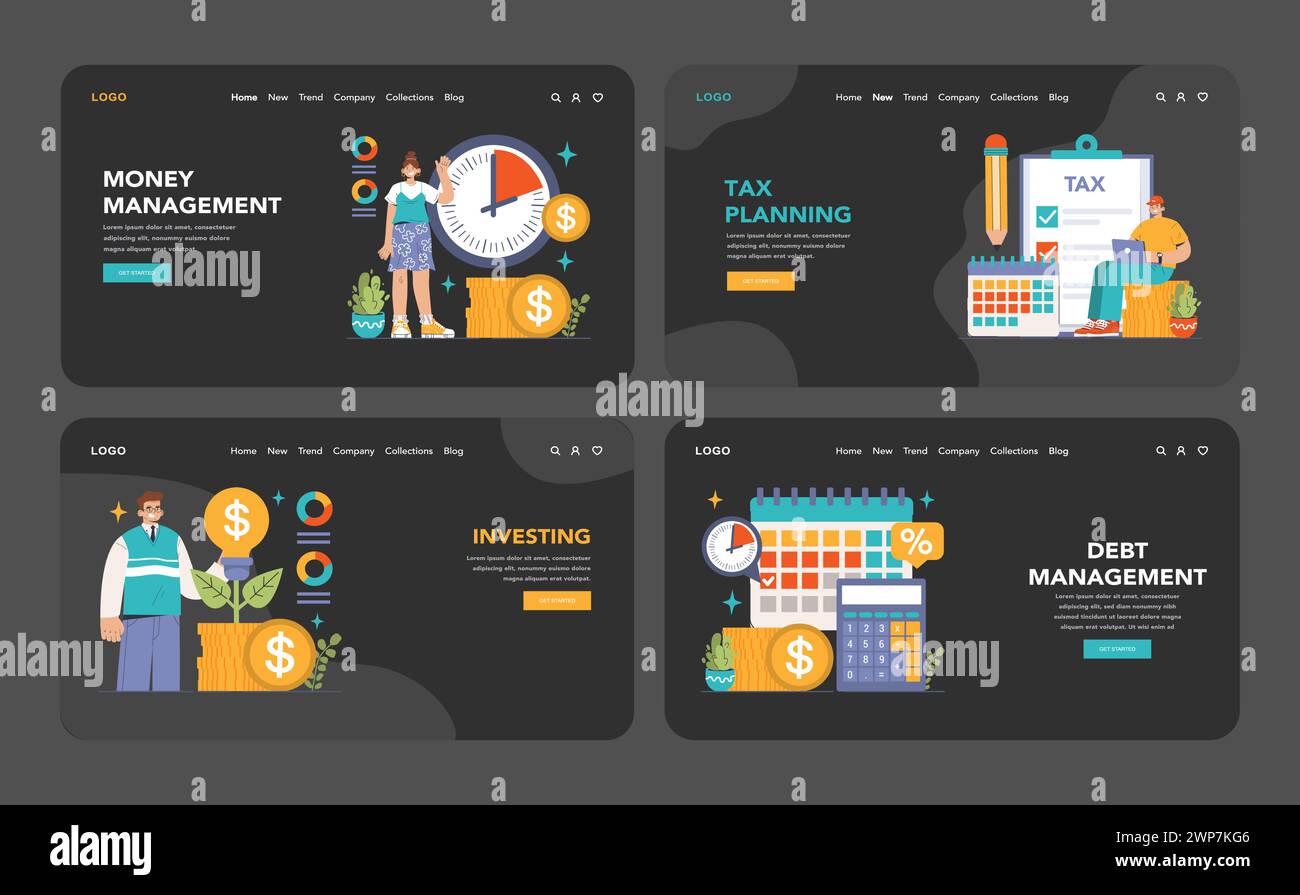 Money Management Essentials set. Budgeting, saving and planning ...