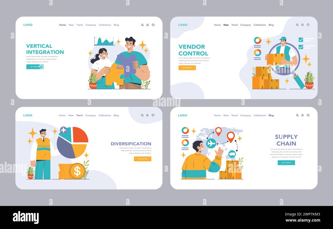 Vertical integration web or landing set. Company's supply chain ...