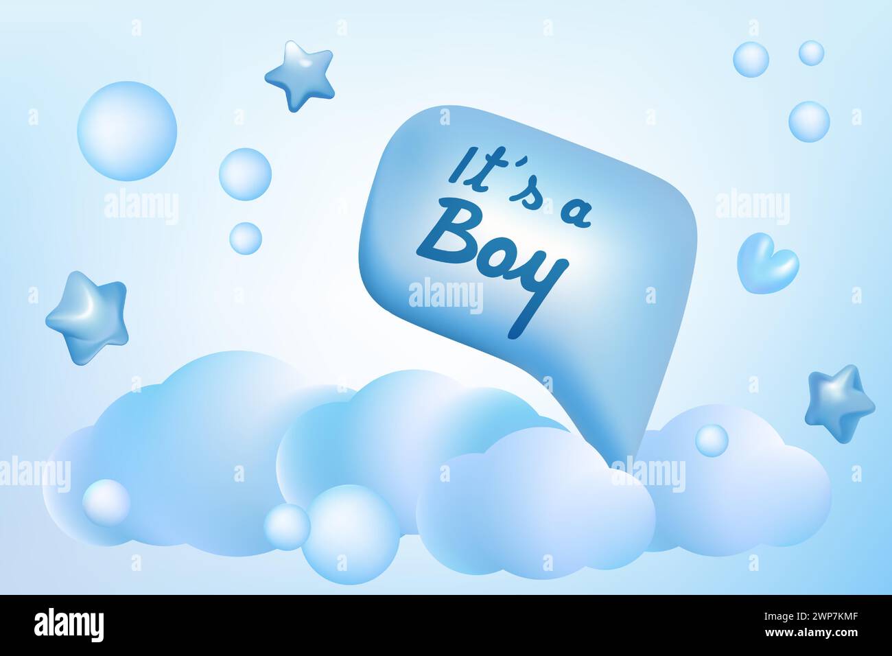 Its a boy invitation template vector illustration design. Cartoon 3d ...