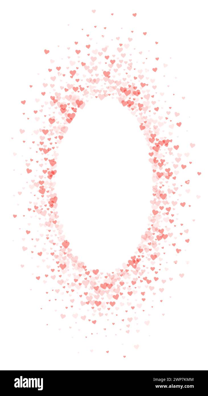Valentine hearts, flying, falling down, floating. Red hearts scattered ...
