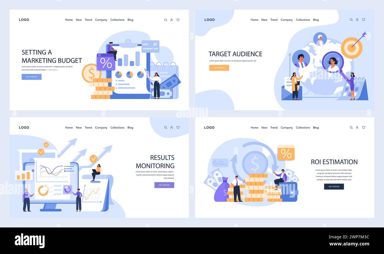 Marketing Strategy Development set. Crafting unique selling ...