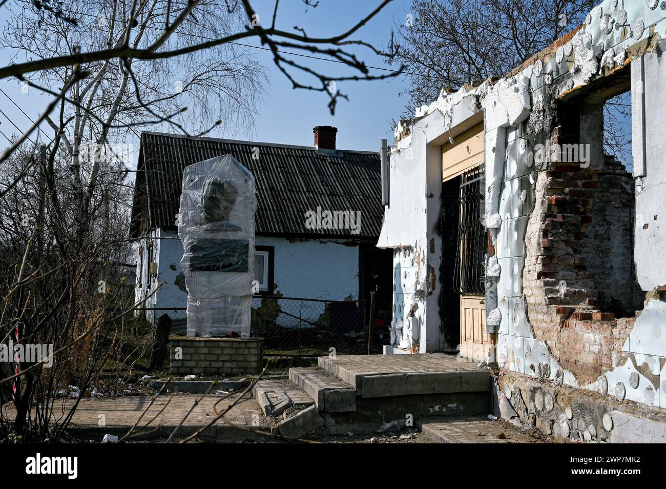 LVIV, UKRAINE - MARCH 5, 2024 - The Shukhevych Museum lies in ruins as ...
